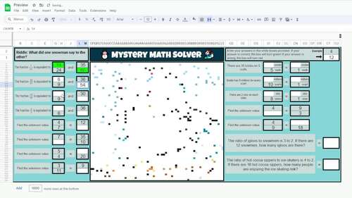 Winter - Ratios - Digital Math Activity - Pixel Art by Teach With Rachel