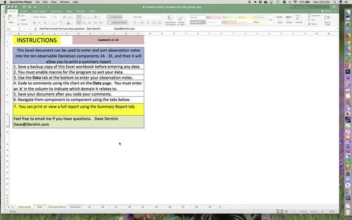 Danielson Observation Template for Taking and Sorting Principal ...