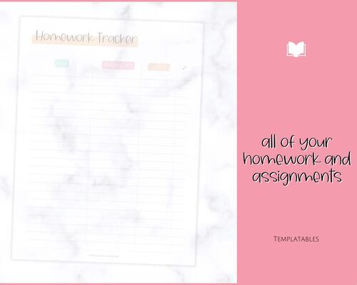 Homework Tracker & Planner Printable | Academic Assignment Planner ...