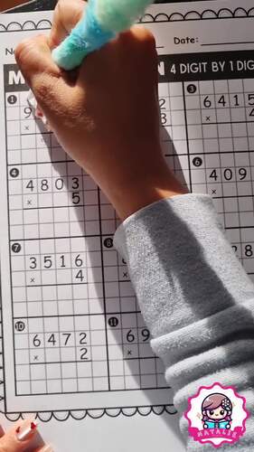 Graph Paper Worksheet : Multiplication 4 digit by 1 digit | Answer ...