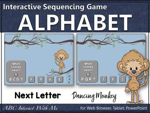 Alphabet Letters & Sequencing Interactive Alphabet Game {Dancing Monkey}