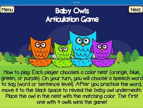 Baby Owls Articulation Game Boom Cards Speech Therapy Fall Autumn Owl ...