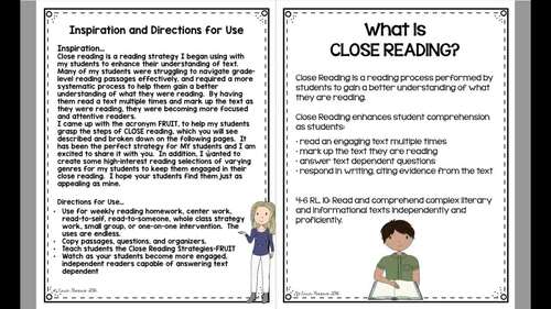 Back to School Close Reading Passages with Comprehension Questions