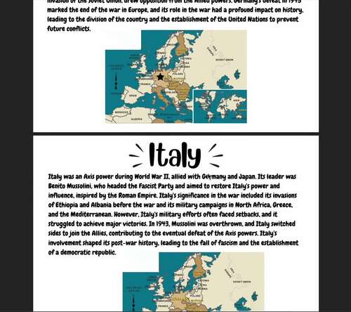 WWII Axis & Allied Powers Gallery Walk | World War 2 Reading Stations ...