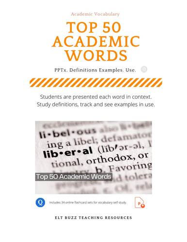 Academic Vocabulary. Top 50 Words. PPTx. Video. Writing. ELA. GMAT. SAT