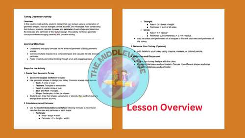 Turkey Geometry Activity by The MiddleVerse | TPT