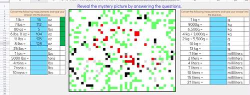 Digital Math Pixel Art | Mystery Picture 4th Grade Capacity & Weight ...
