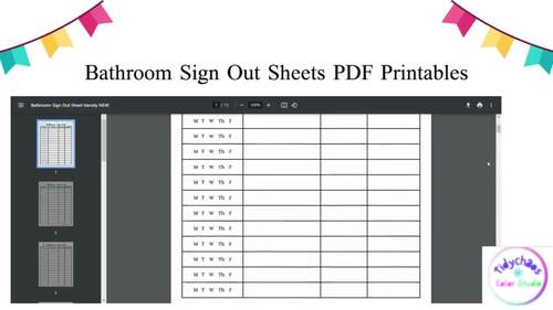 Bathroom Sign-In Sign Out Sheets by Bright and Tidy Tools | TPT