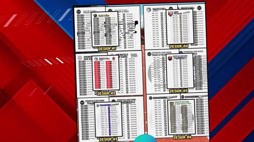 Editable Track & Field Schedule Template | 6 Designs, 2 Variations per ...