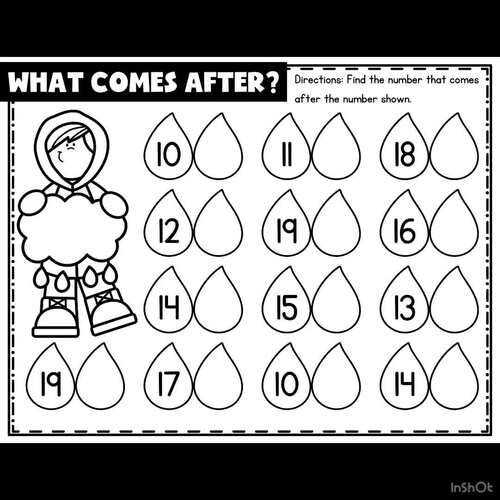 Spring Before and After Teen Numbers Worksheets | Kindergarten Math ...