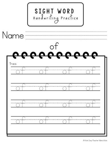 Sight Word Writing Practice | First 100 Fry Sight Words | 200 Practice ...