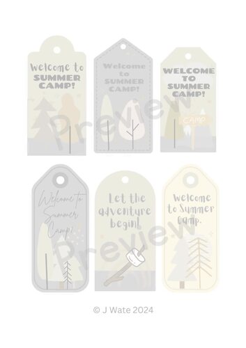 Summer Camp Printable Gift Tags - Welcome & End of Camp Gift Ideas ...