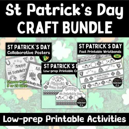 BUNDLE of St Patrick's Day Printable Craft Activities by Pagecraft ELA