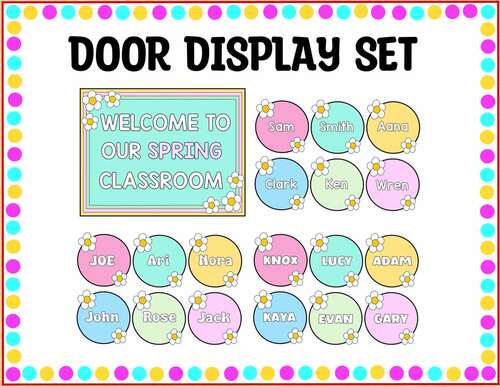 Floral Theme Classroom Door Display Set, Welcome Posters, Student Name ...