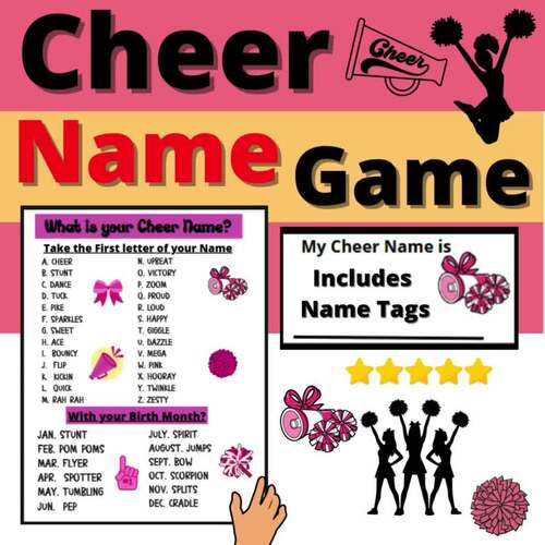Cheer Name Game Activity Group Resource Cheerleading Cheerleaders