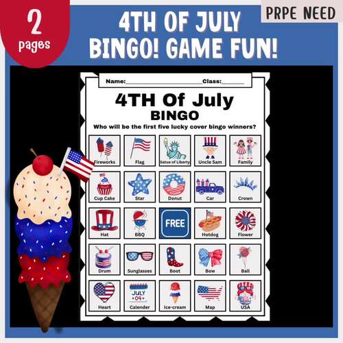 4th of July BINGO Game – Patriotic Fun Activity for Kindergarten & 1st ...