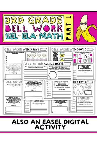 3rd Grade Morning Bell Work- SEL Math ELA | TPT