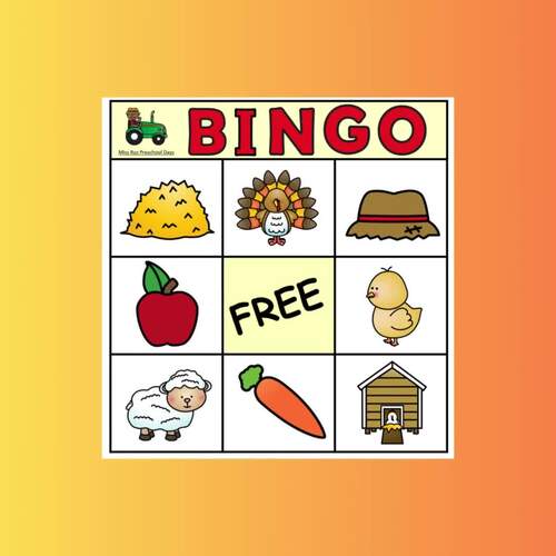 Farm 3X3 BINGO Cards by Miss Roz Preschool Days | TPT