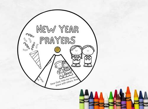 New Years Prayers Bible Spinning Wheel Craft Activity for Sunday School