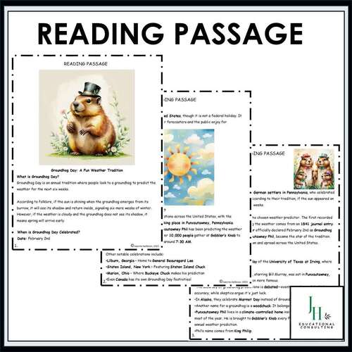 Groundhog Day Reading Comprehension Activities | DOK | Middle School