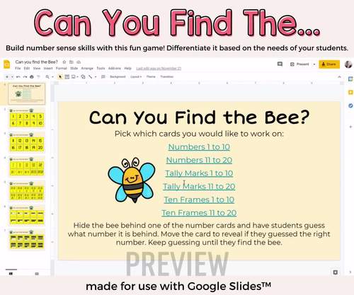 Kindergarten Digital Fall Number Game with Google Slides™ | TpT