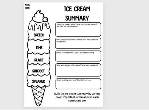 Ice Cream Summaries by I Put the Lit in Literature | TPT