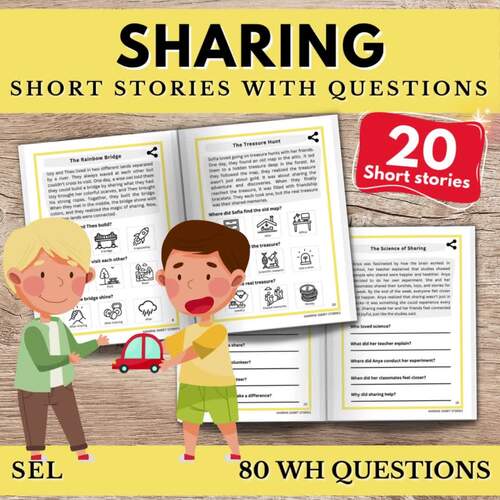 Sharing 20 Short Stories W/ WH Open Questions Autism Reading SEL Speech ...