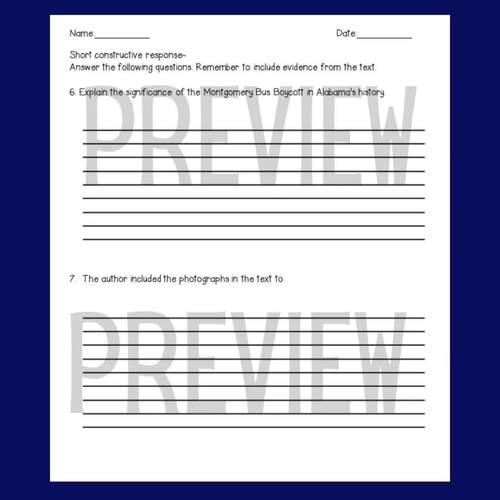 Alabama Informational Text Reading Comprehension New Items Type ECR,SCR