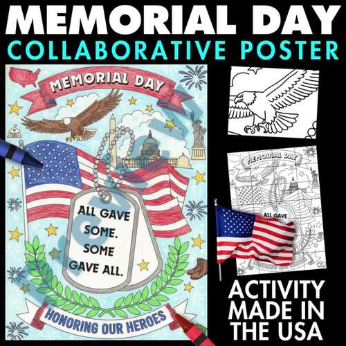 Memorial Day Collaborative Poster | Patriotic USA Activity & American ...
