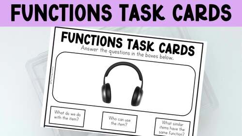 Functions Language Task Cards for Speech Therapy by Play Therapy Creative