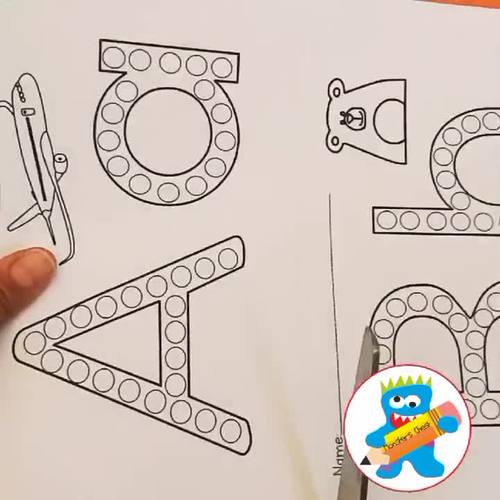 Alphabet dot to dot practice Q-tip dab worksheets Letter formation practice