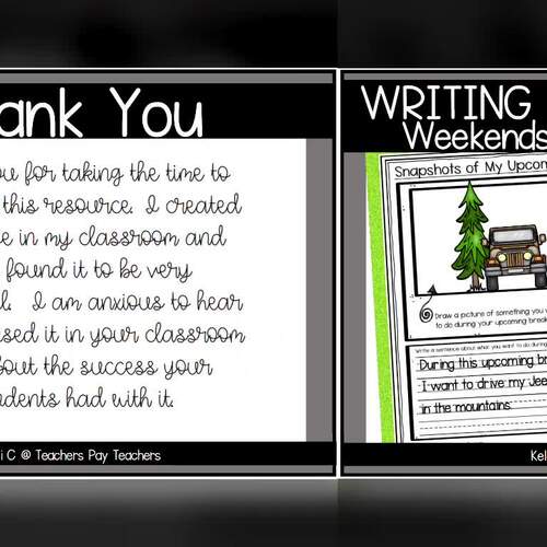 Back From A Break Writing Prompts and Activities by Kelli C | TPT