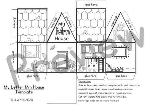 Alphabet Crafts 3D House Worksheets Letter M Activities & Letter ...