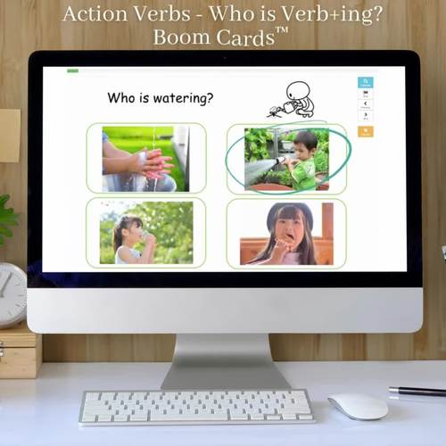 Action Verbs - Who is Verb+ing? - Boom™ Cards Speech Therapy | TPT