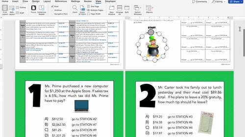 7th/8th Grade Math Tax Tips Discounts St Patricks Day Activity March Money