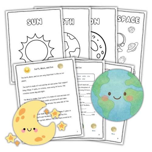 3rd Grade Science Worksheets | Earth, Sun, and Moon Reading Passages ...