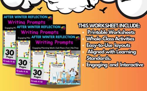 After Winter Break Reflection Opinion Prompt Writing Worksheets 5th,6th ...