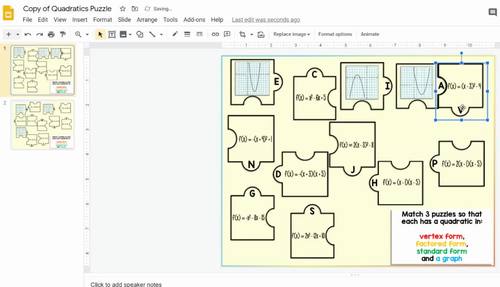 Quadratics Puzzle Activity - print and digital by Scaffolded Math and ...