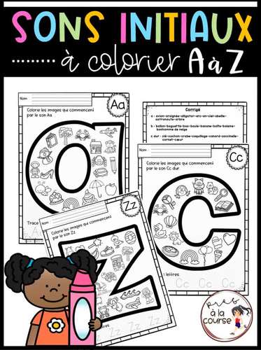 French Beginning Sounds Color A to Z | Sons initiaux à colorier ...