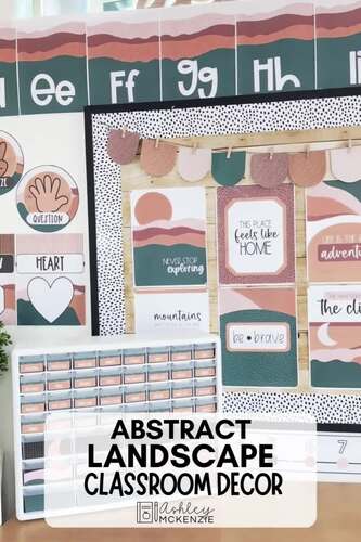 Boho Nuetral Landscape Classroom Decor Bundle | Editable Classroom Decor
