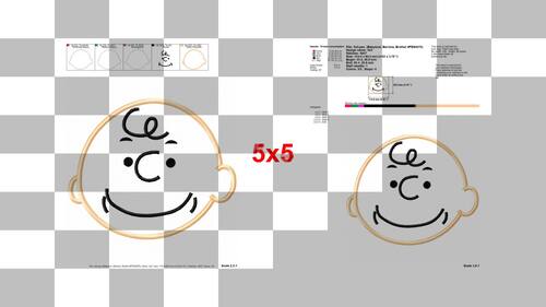 Charlie Brown Peanuts Full Head Applique Embroidery Design - Instant ...