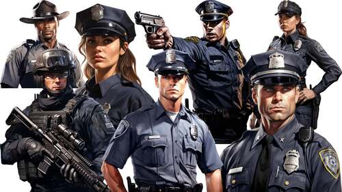 Watercolor Police Clipart Set of 20 Files by ArtisticTimberStudio