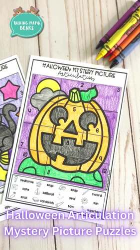 Halloween Speech Articulation Mystery Picture Puzzles by Talking Mama Bears