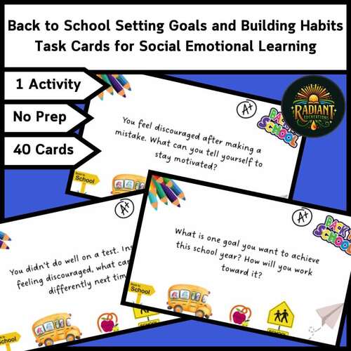Back to School Setting Goals and Building Habits Task Cards for Social ...