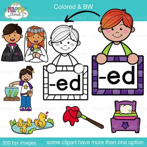 CVC Short Vowel E Clip Art -ED- Words by Happy cloud studio-Nada-B