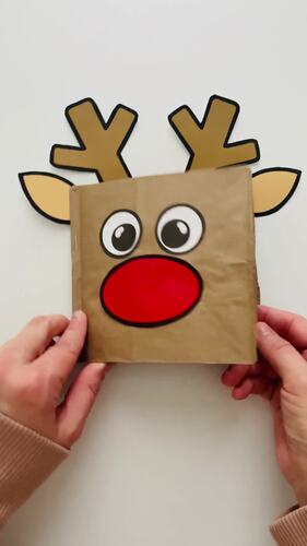 Christmas Reindeer Writing Activity | Paper Bag Book Craft for December