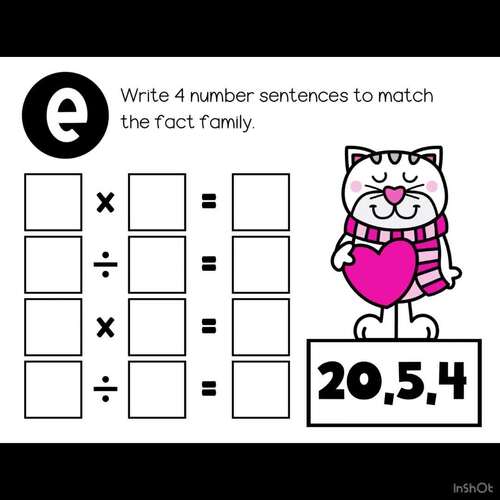 Valentine’s Day Multiplication + Division Fact Families Task Cards for ...