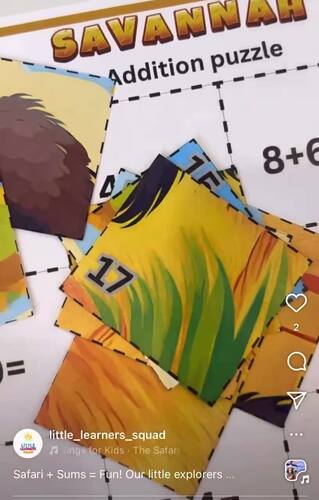 Safari-Themed Addition Puzzle – Differentiated Math Fun with Hidden ...