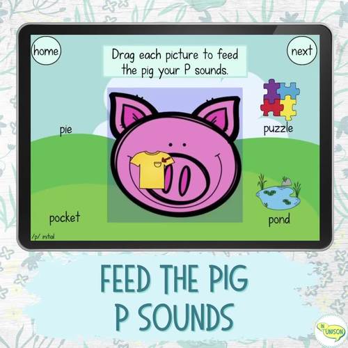 Feed the Pig P Articulation Boom Cards™ for Speech Therapy | TPT