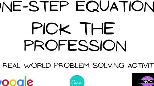 Pick the Profession (One-Step Equations) - Math in the Real World Activity